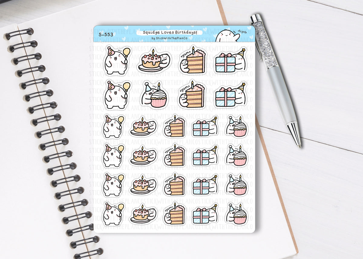S_553 Squidge Loves Birthdays! | Squidge Stickers | Planner Stickers ...