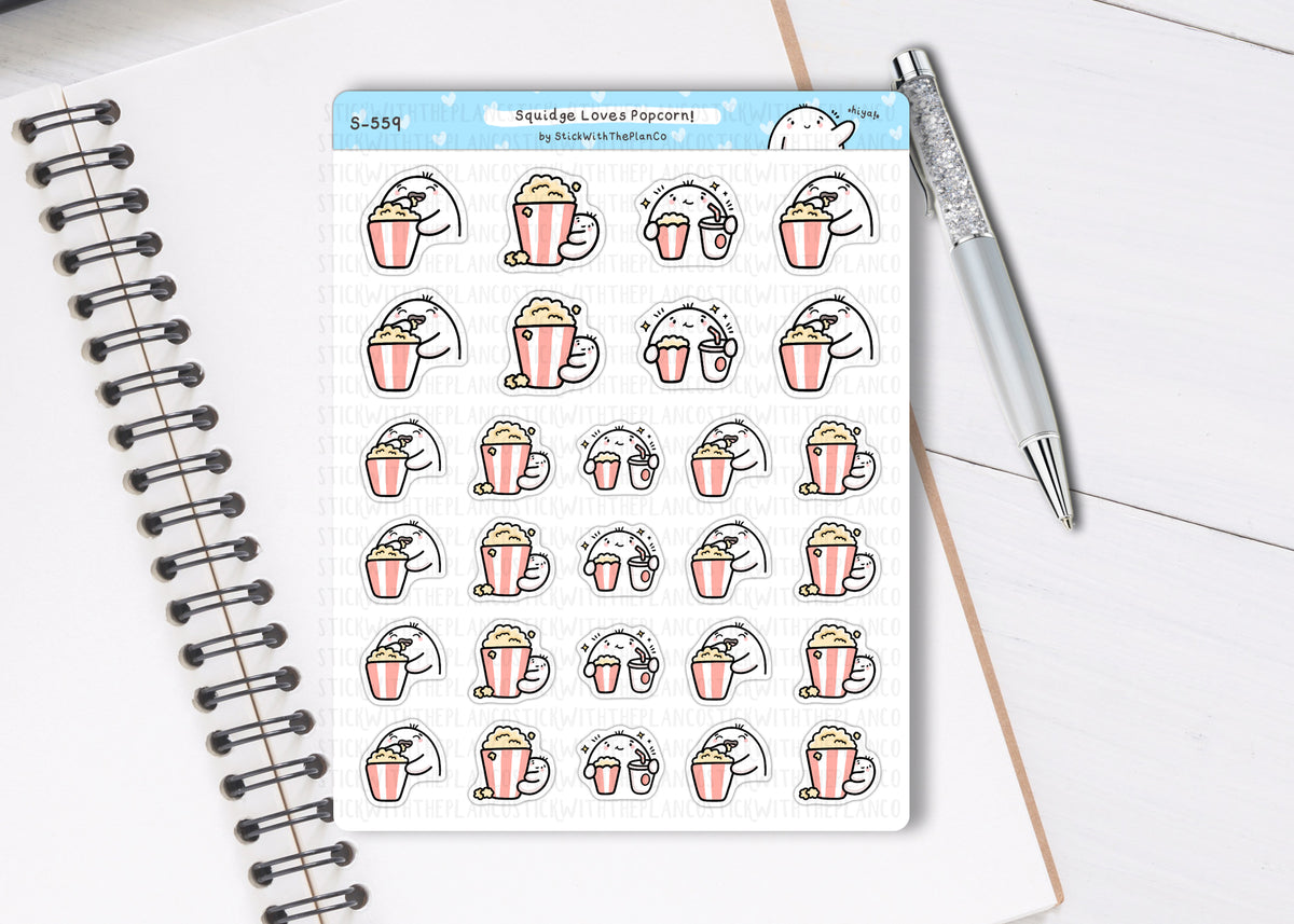 S_559 Squidge Loves Popcorn | Squidge Stickers | Planner Stickers ...