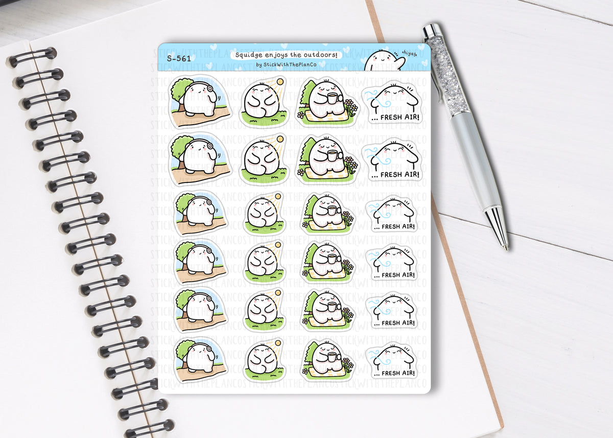 S_561 Squidge Enjoys the Outdoors | Squidge Stickers | Planner Sticker ...