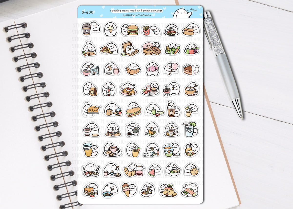 S_600 Squidge Mega Sampler - Food Edition | Squidge Stickers | Planner ...